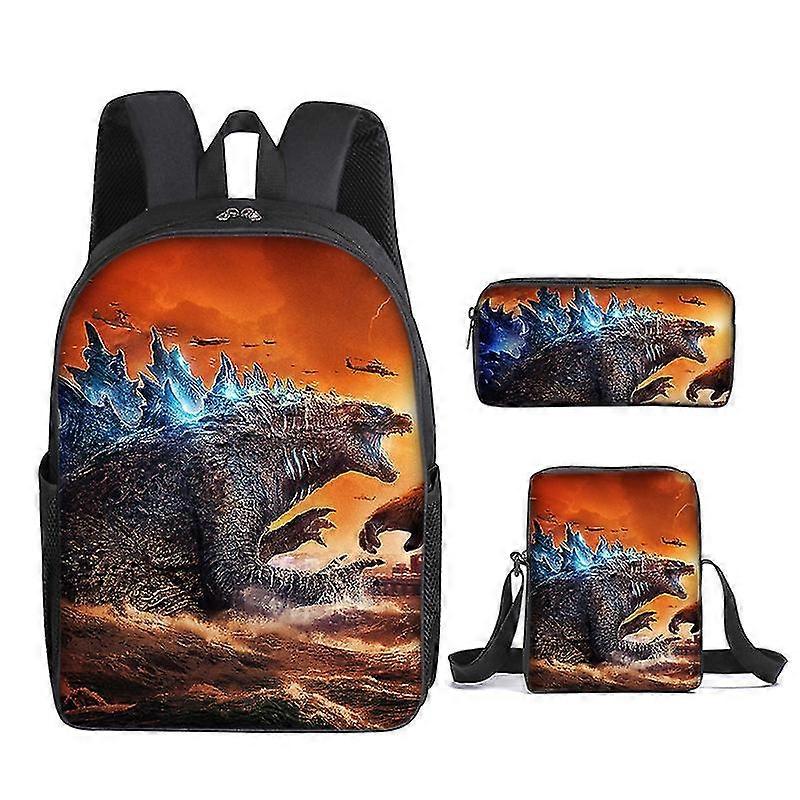 Children's Gift Godzilla Vs. King Kong School Bag Three-piece Backpack ...