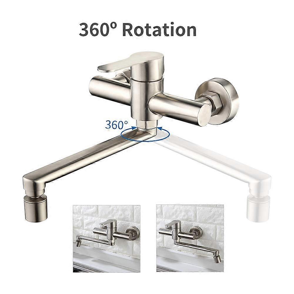 wall-mounted kitchen mixer 2 water jets kitchen faucet 360 rotatable ...
