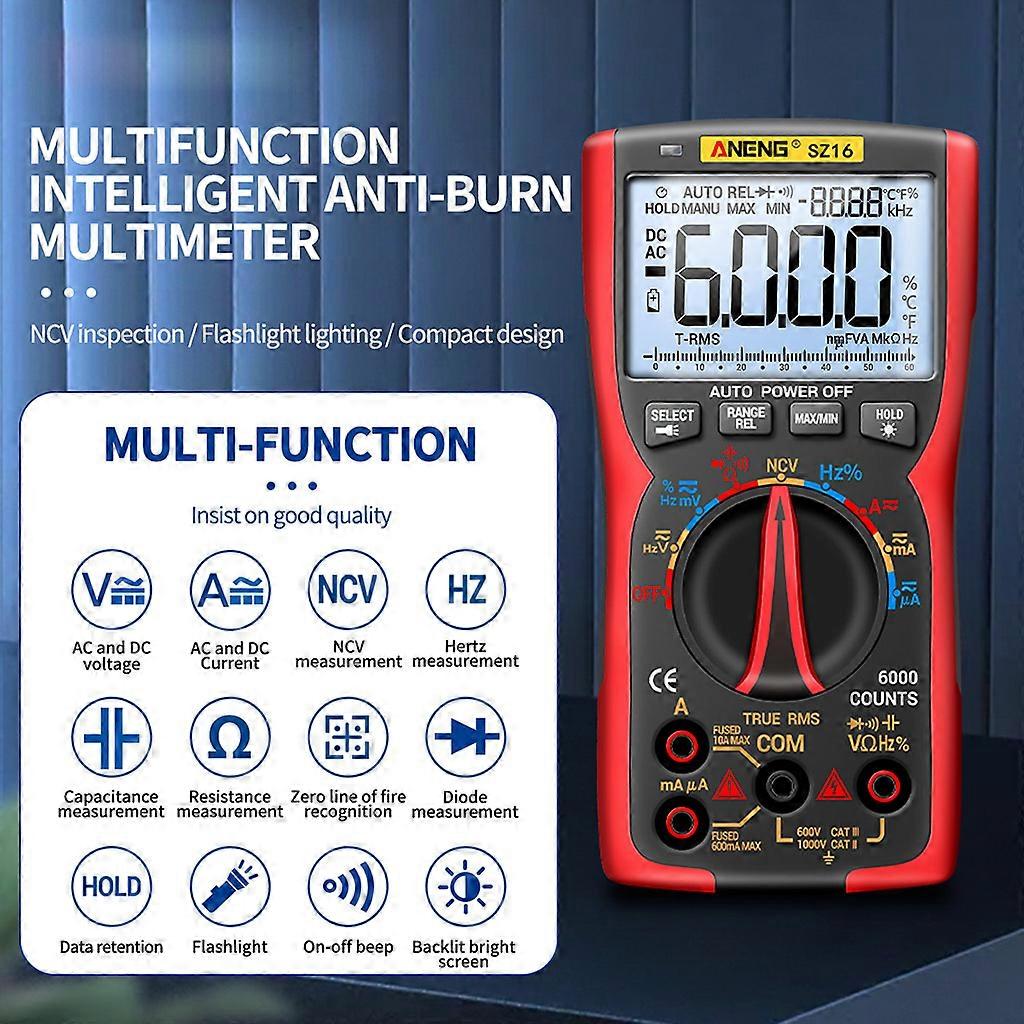 Hiigh Accuracy Multimeter TRMS 6000 Counts Volt Meter Measures Voltage ...