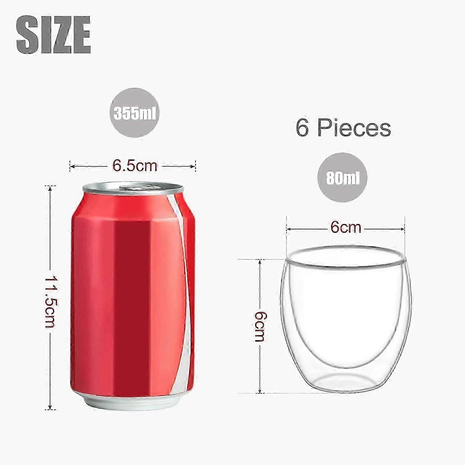 6PCS Double Walled Cups Glasses Mugs,Clear Double-Walled Coffee Cups ...