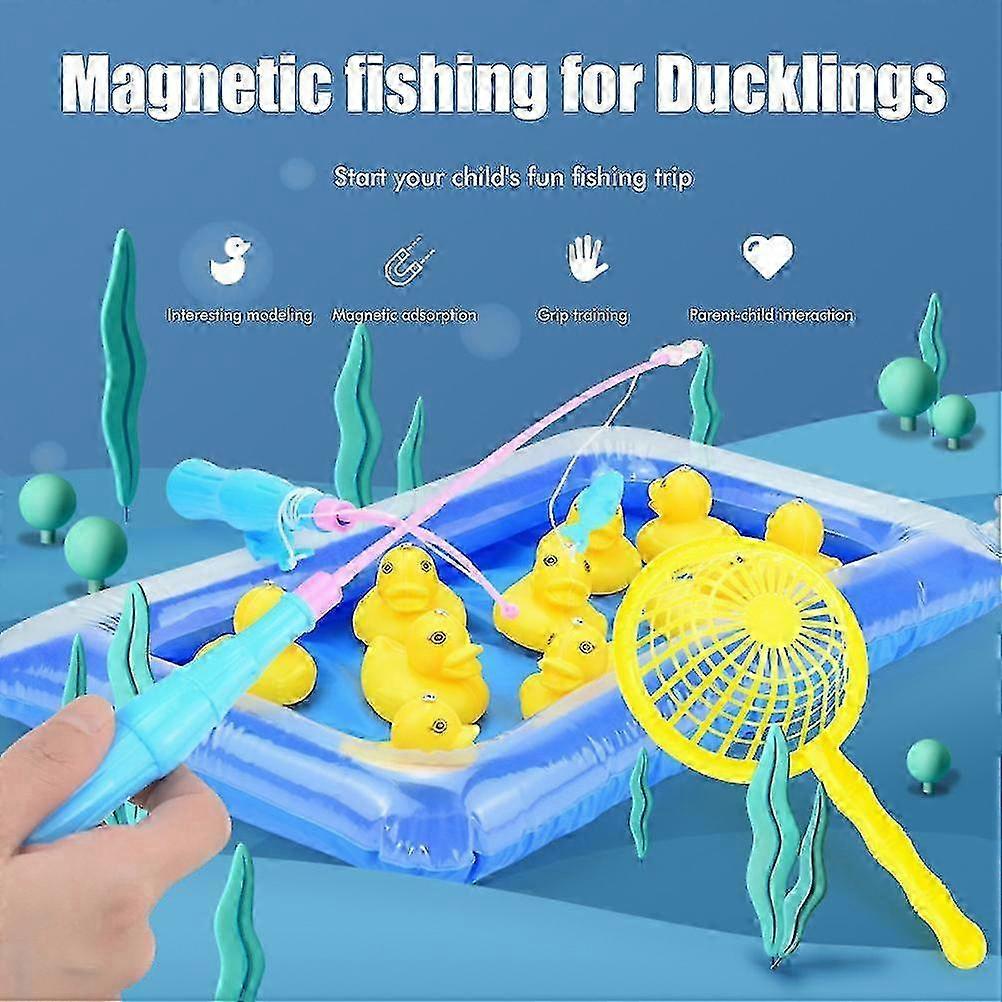 Pool Duck Fishing Toys Games Magnetic Floating Toy Inflatable Pond ...