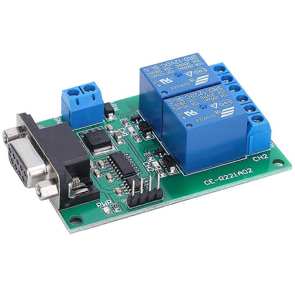 2 Channel Serial Port Relay Module RS232 UART Protocol DB9 Interface Remote Control Switch Board ...