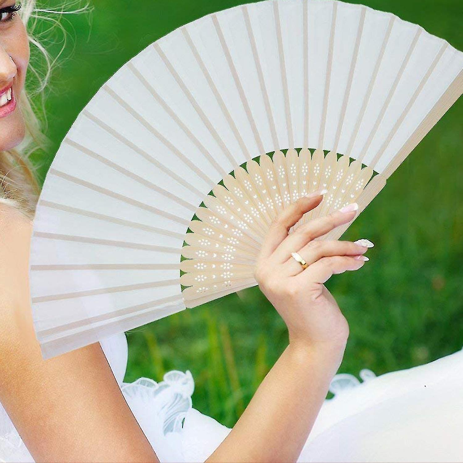 12 Pack Hand Held Fans Silk Bamboo Folding Fans Handheld Folded Fan ...