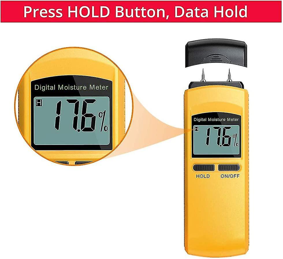 Moisture Meter Moisture Tester 4 Pin Digital Hygrometer Damp Detector ...
