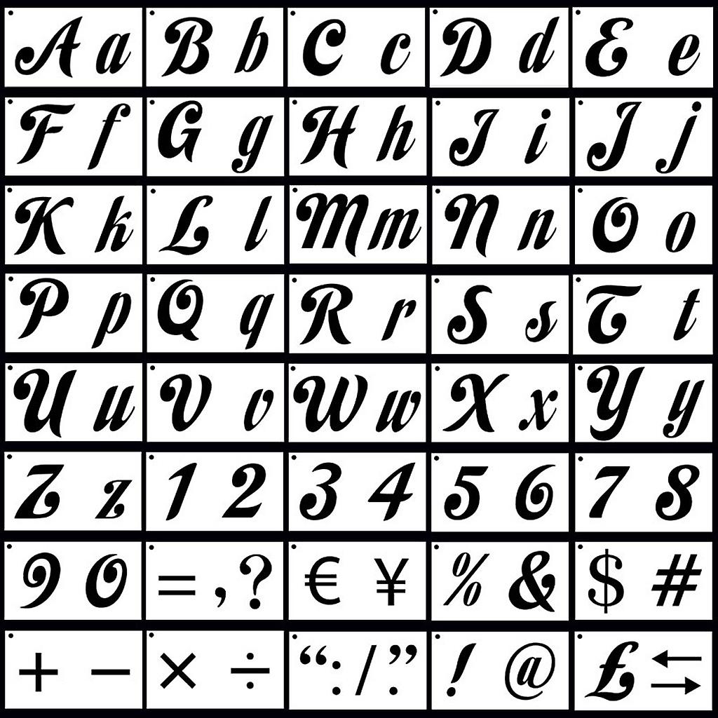 40 Pcs English Letters Stencils Set Drawing Template Ruler Diy Painting ...