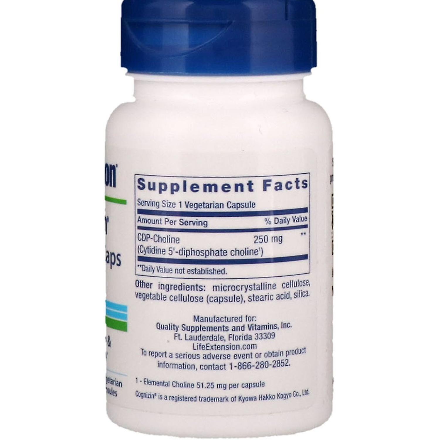 Life Extension, Cognizin, CDP-Choline Caps, 250 mg, 60 Vegetarian ...