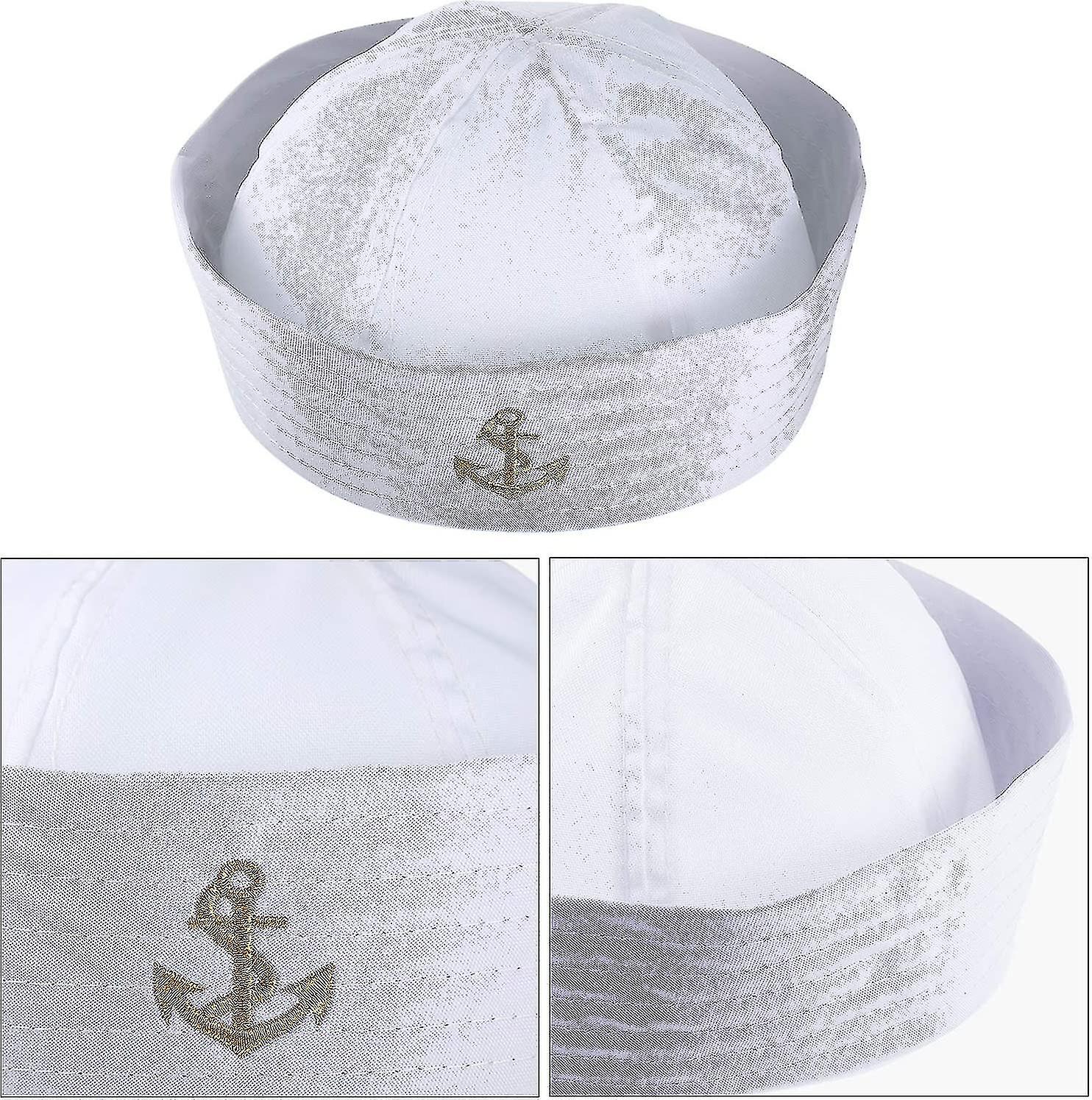 12 Pieces Halloween White Sailor Hat Captain Caps Yacht Nautical Hats ...