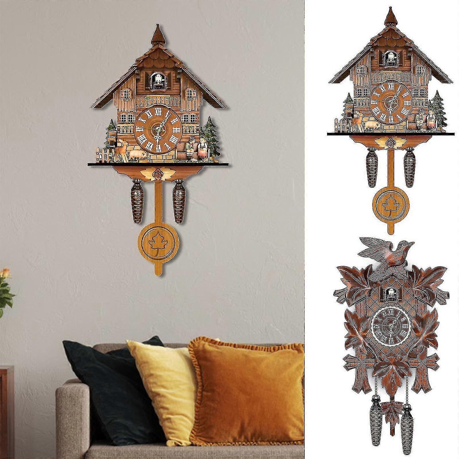 German Black Forest Cuckoo Clock Retro Nordic Style Wooden Cuckoo Wall ...