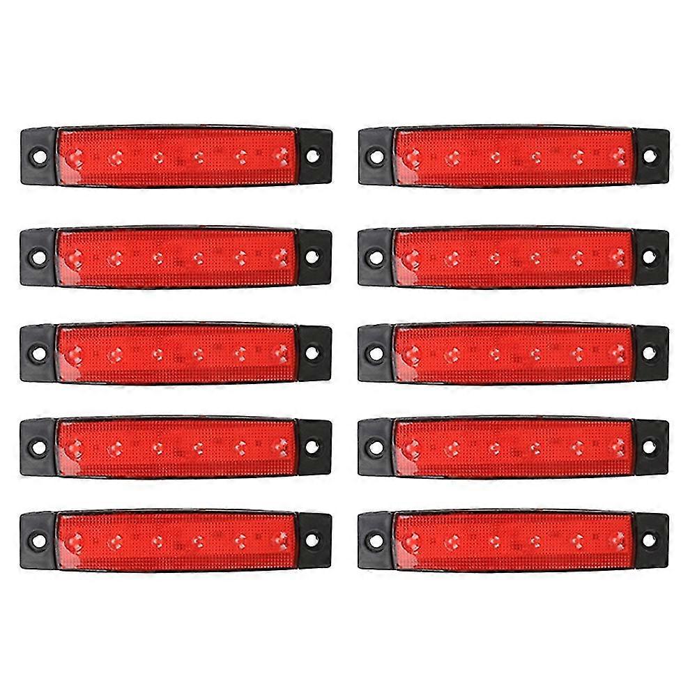 10X 12V LED Red Clearance Side Marker Light Indicator Lamp Strip Truck ...