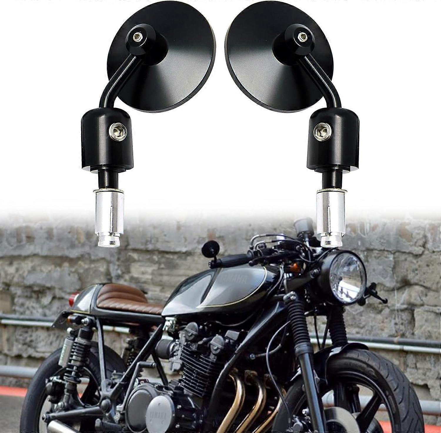 Universal Black Motorcycle Aluminum Rearview Side Mirrors 7/8" Bar End ...