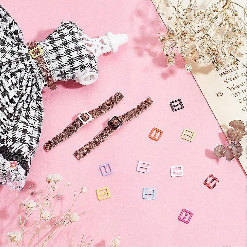 120Pcs Small Rectangle Adjustable Buckle Fasteners 10Colors Include 8x7 ...