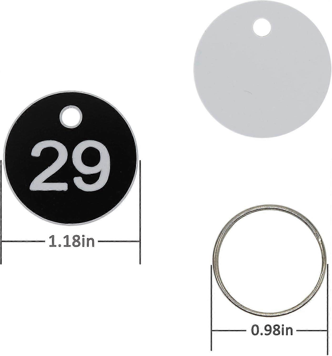 Plastic ID Number Tags Key Tags with Key Rings (1-50 Black) | Fruugo UK