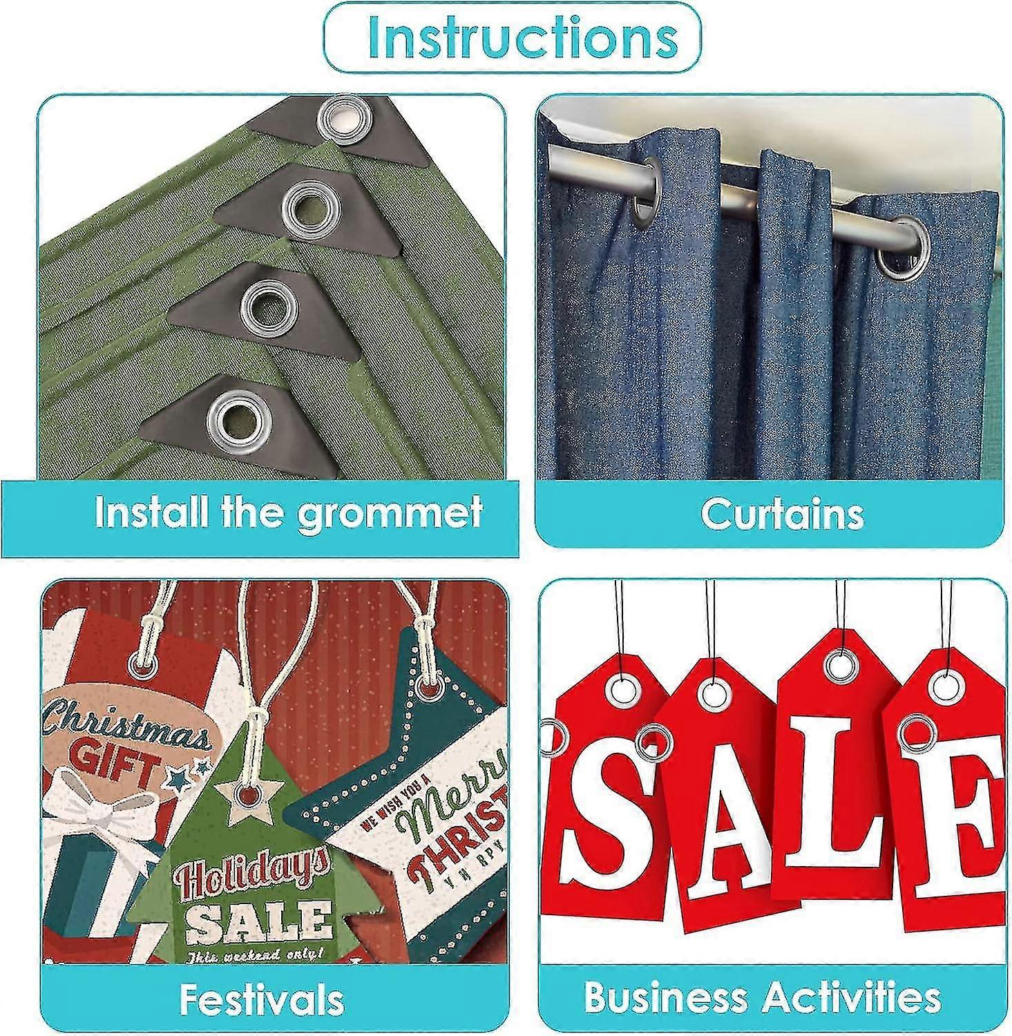 20pcs 40mm Grommet Eyelets Kit Metal Eyelets With Washers Curtain ...