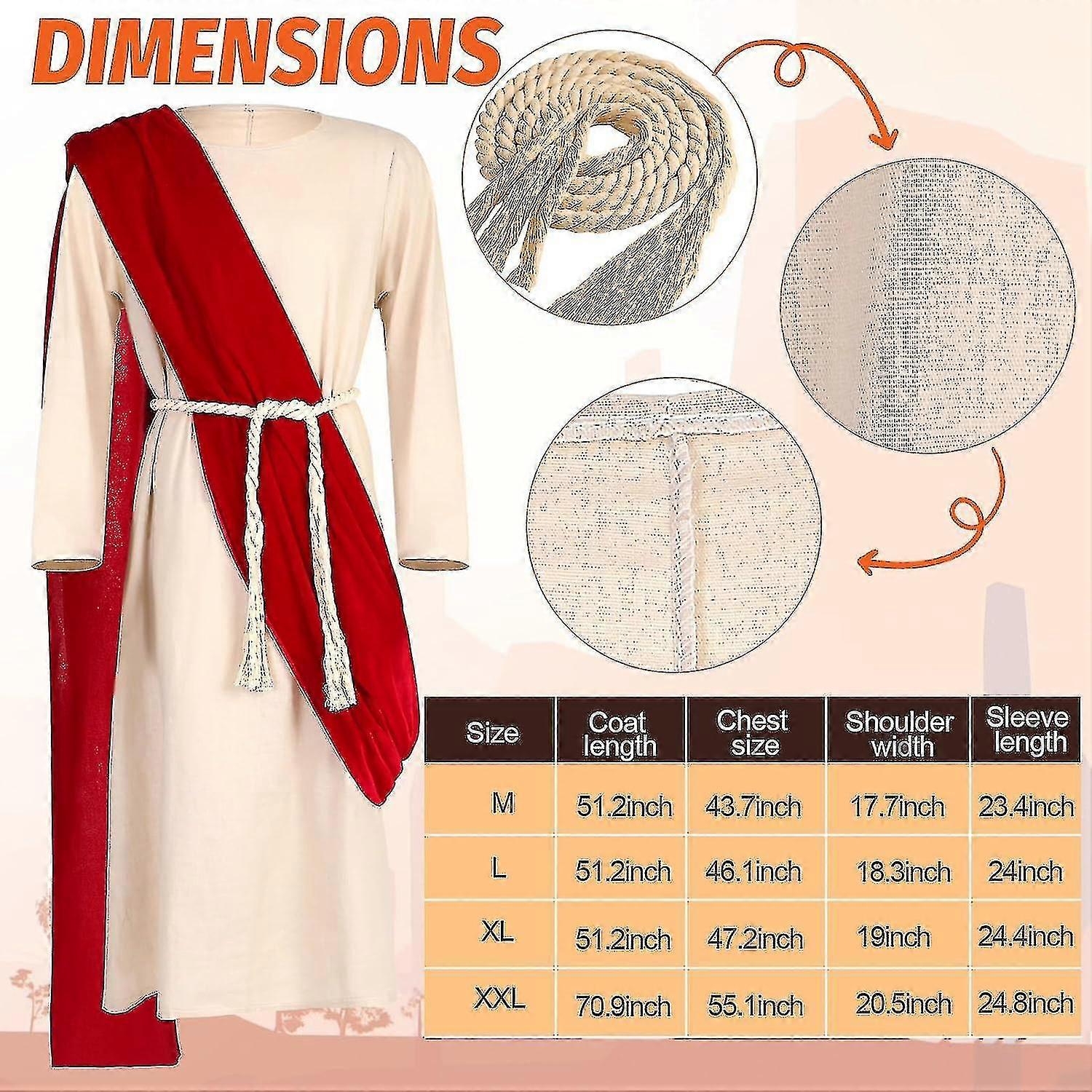 Jesus Costume Adult Men Jesus Robe Religious Christ Costume Includes ...