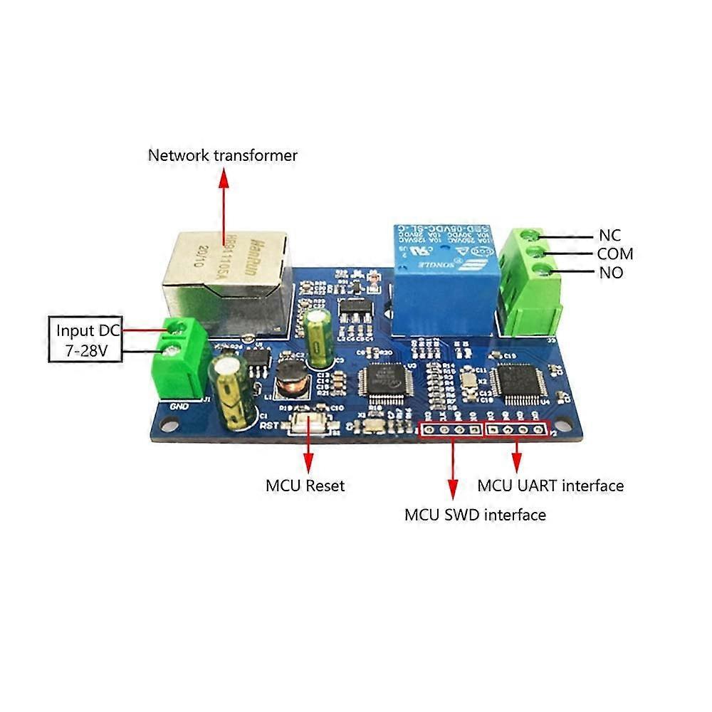 Modbus RTU Network Relay Module, 1 Channel 5V Relay Module Board W5500 ...