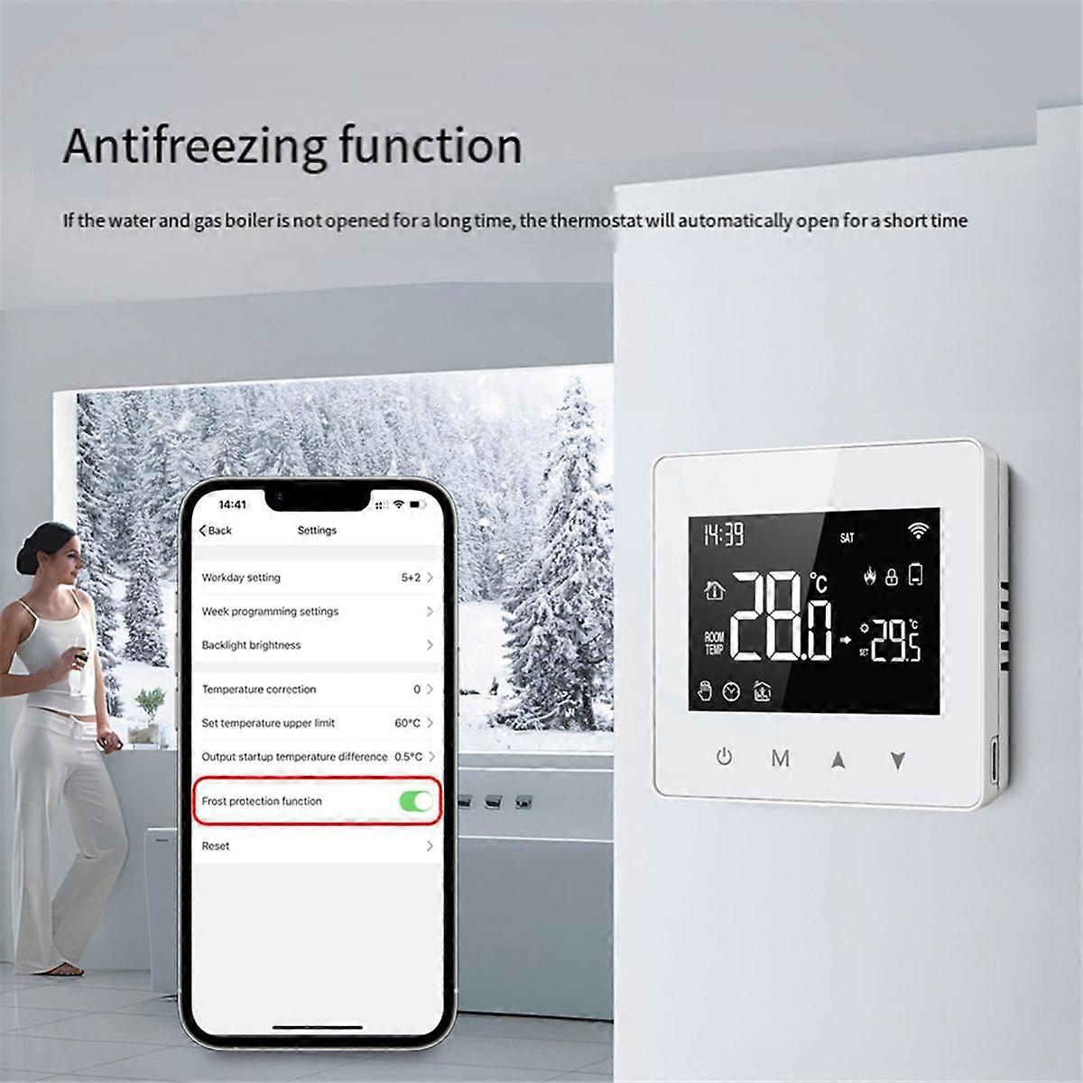 Tuya Wifi Thermostat Smart Home Battery Powered Temperature Controller for Gas Boiler Works with ...