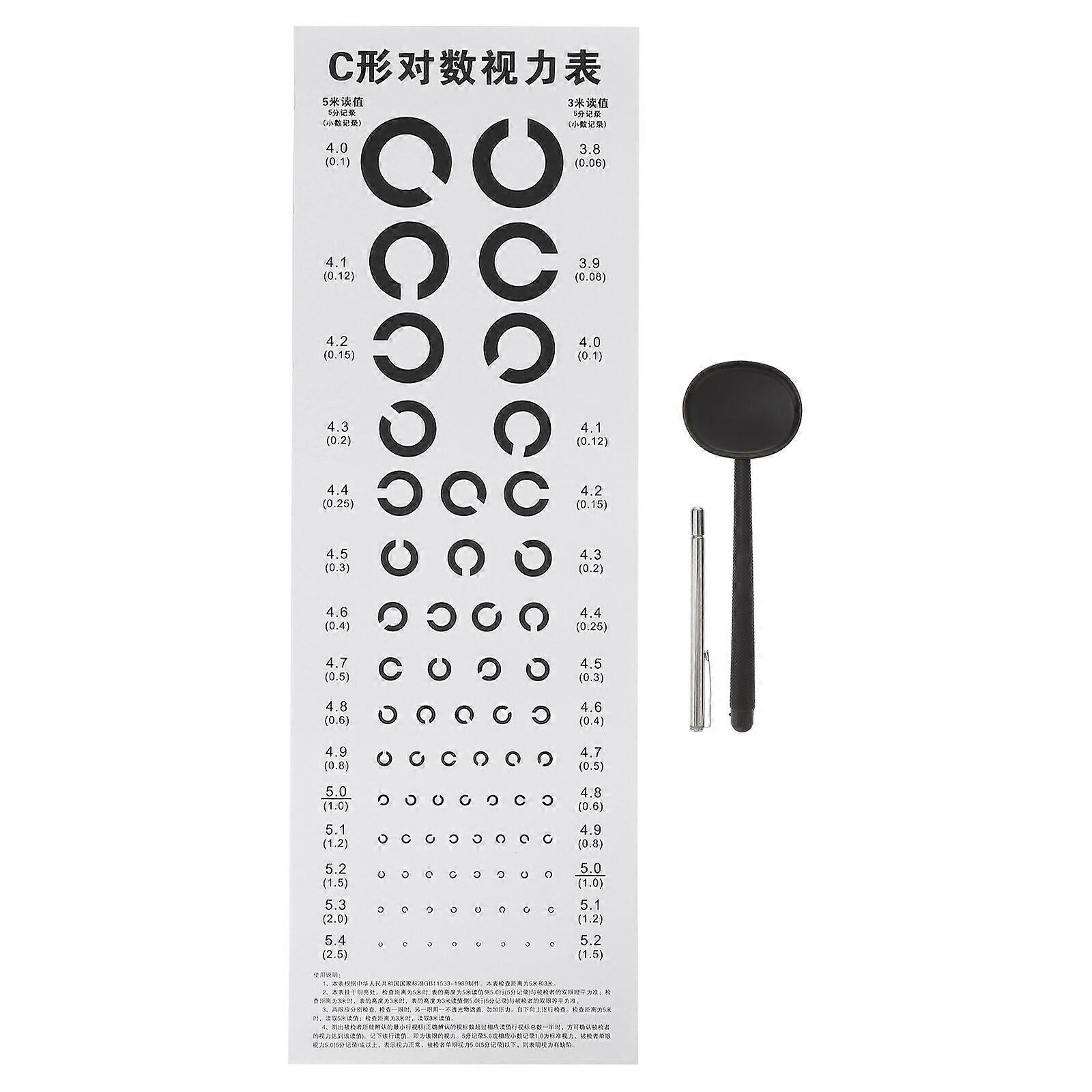 1 Set Professional C-type Vision Chart Visual Eye Exam Chart Waterproof ...