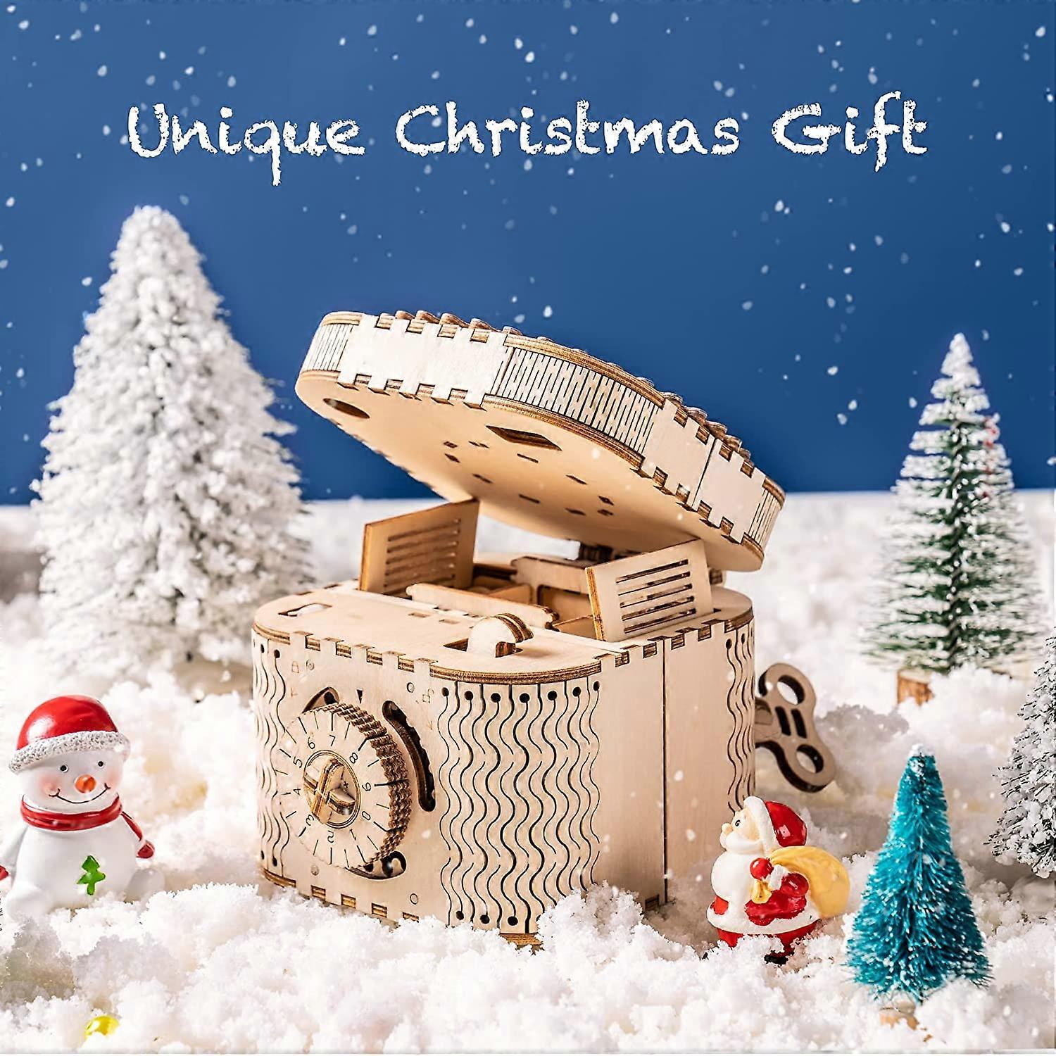 3D Wooden Treasure Box Puzzle Unique Model Kits to Build Mechanical ...