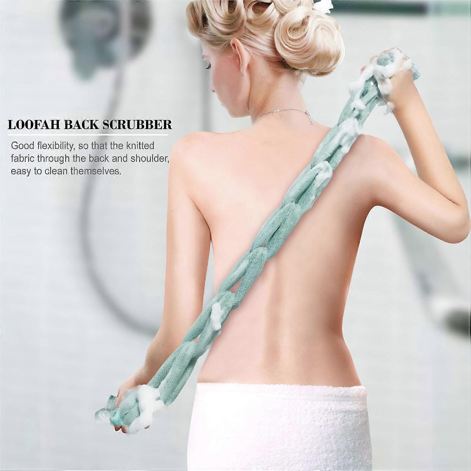 3 Pack Long Bath Loofahs Stretchable Braided Mesh Exfoliating Loofah Back Scrubber Ball Body ...