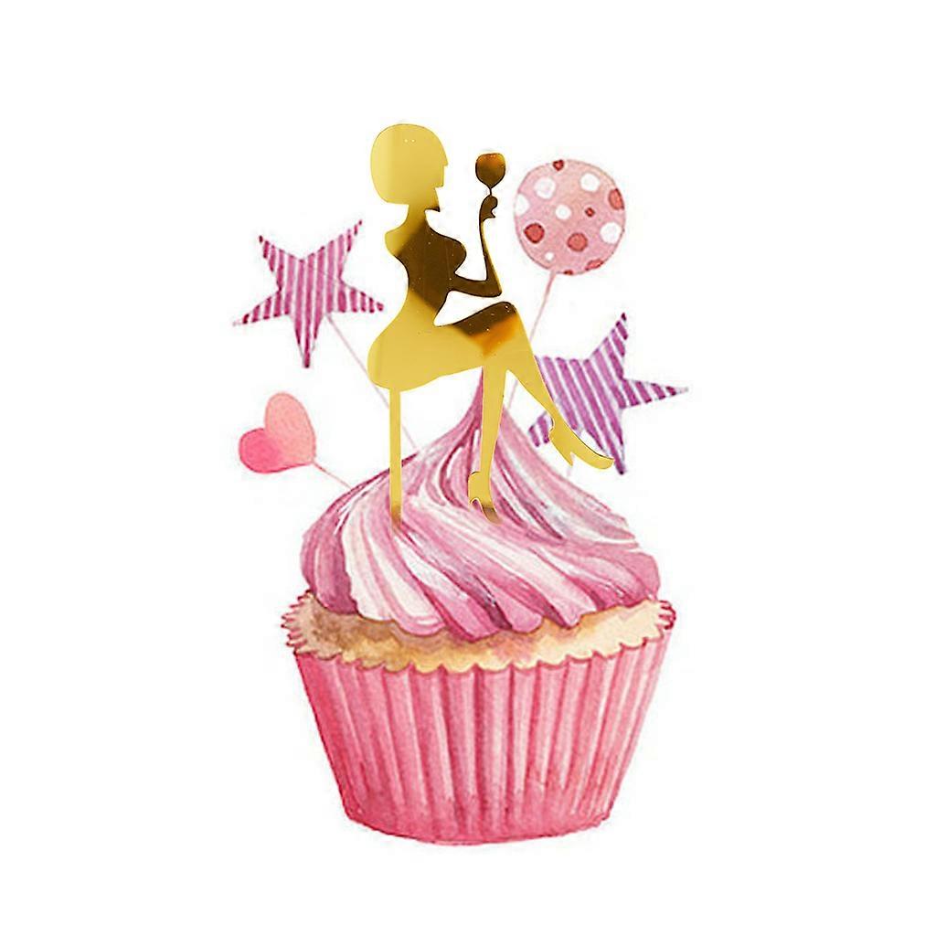 Goddess Acrylic Cake Topper High-heeled Lady Wine Glass Happy Birthday ...