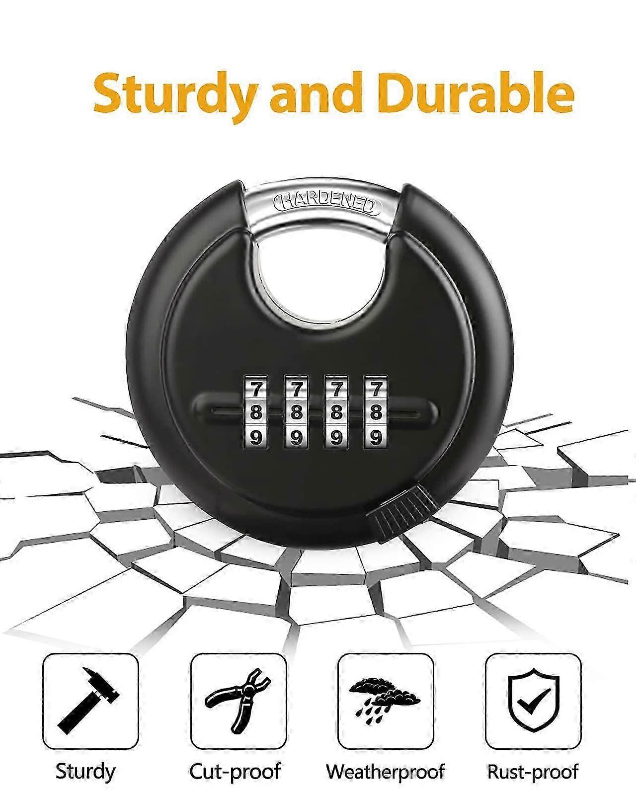 Heavy Duty Combination Padlock - Outdoor Stainless Steel Disc ...