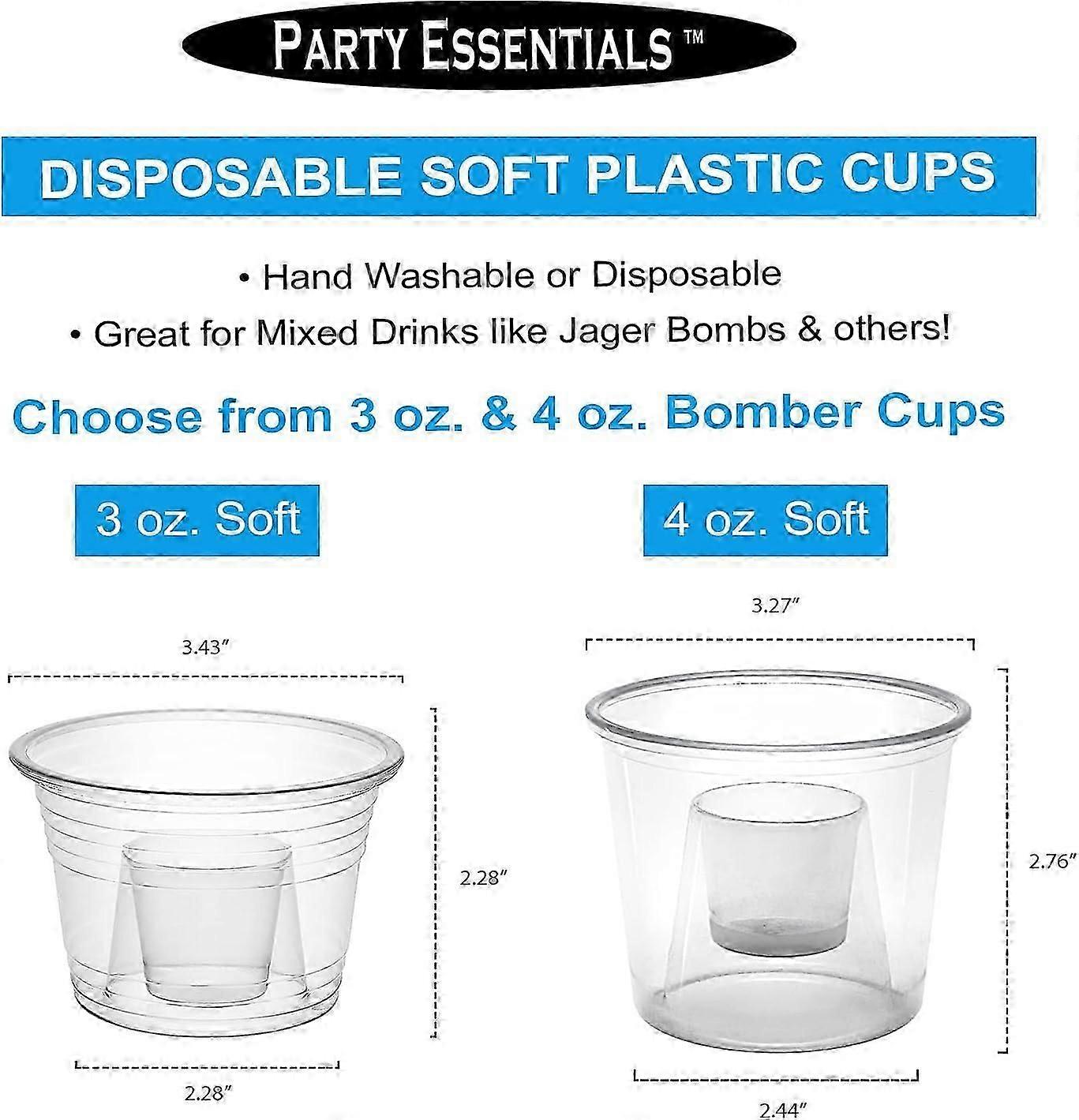 Soft Plastic Bomber Cups, 3oz, 100-Pack, Jager Blaster Power Bombs ...