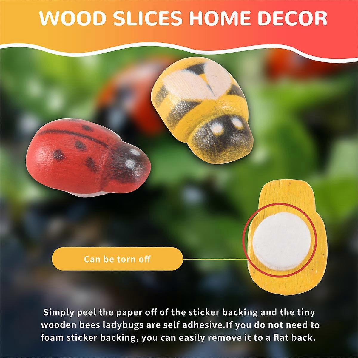 200Pcs Wooden Bees Ladybugs, Wooden Bumble Bees & Ladybugs for Crafts ...