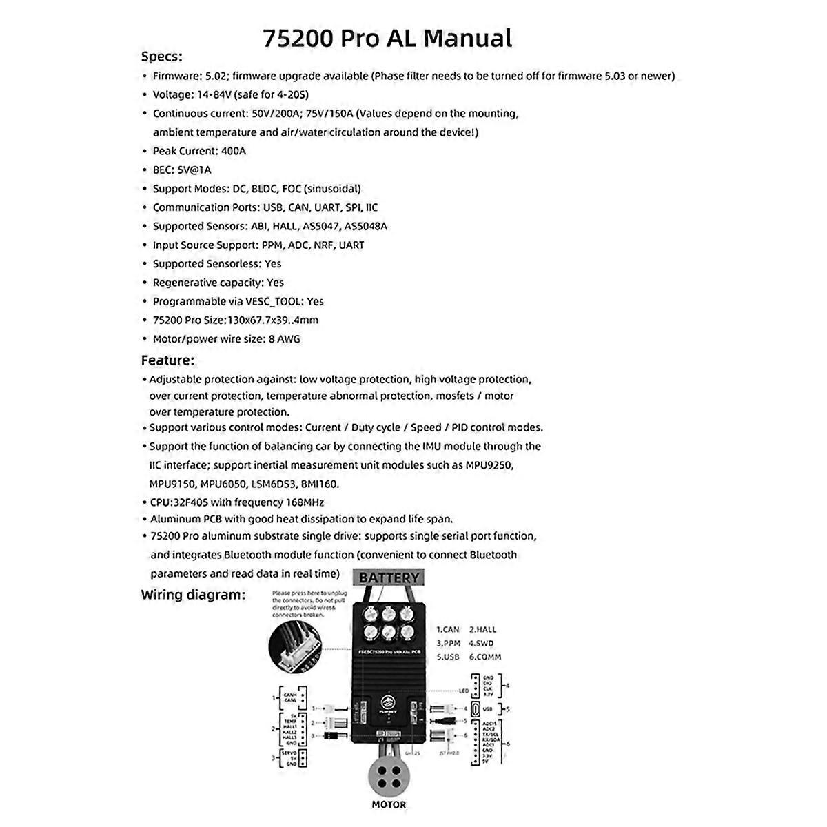 75200 Pro Brushless ESC with Aluminum PCB Based on for Fighting Robot ...