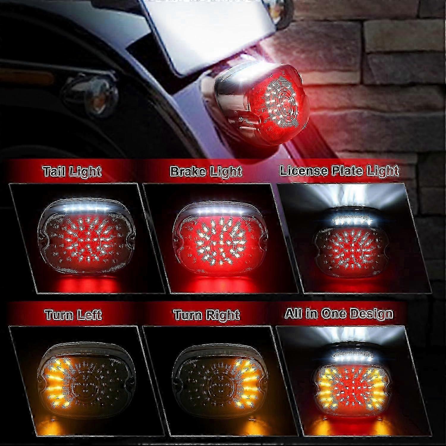 Low-Profile Tail Lights for Harley Davidson Dyna Sportster 883/1200 Road King Featuring ...