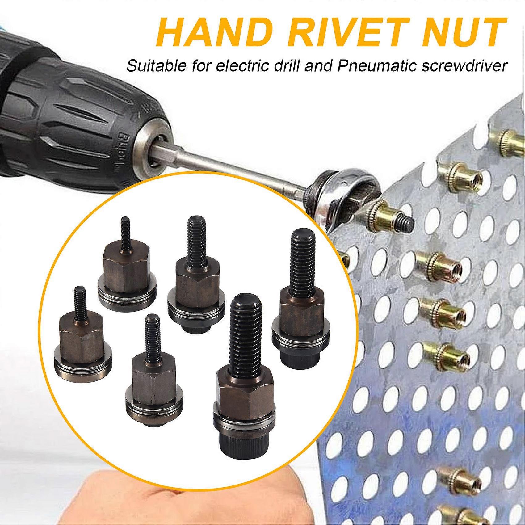 6Pcs Hand Rivet Nut Head Nuts Simple Installation Manual Riveter Rivnut ...