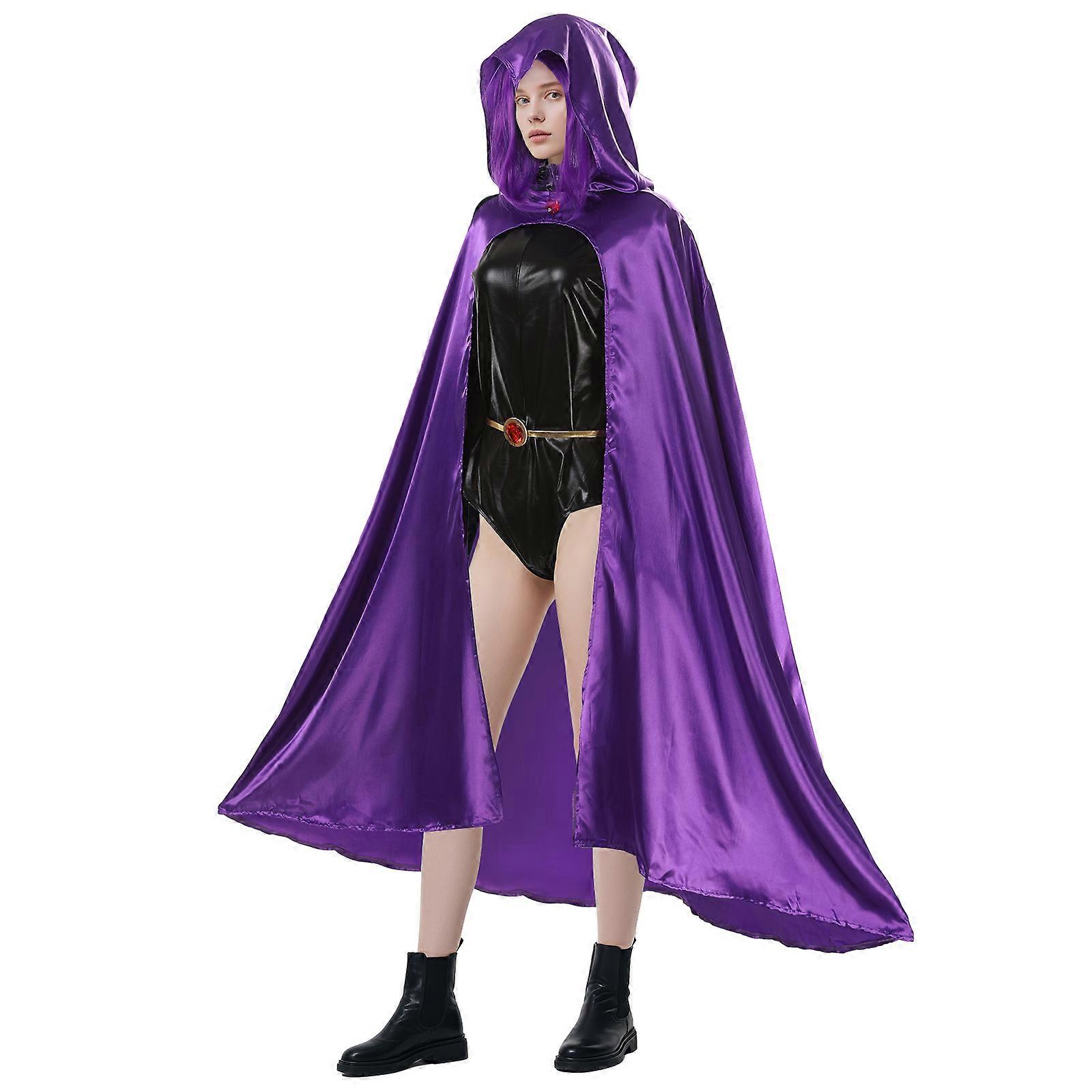 Raven Cosplay Costume Set Deluxe Jumpsuit Belt Cloak With Wig Halloween ...