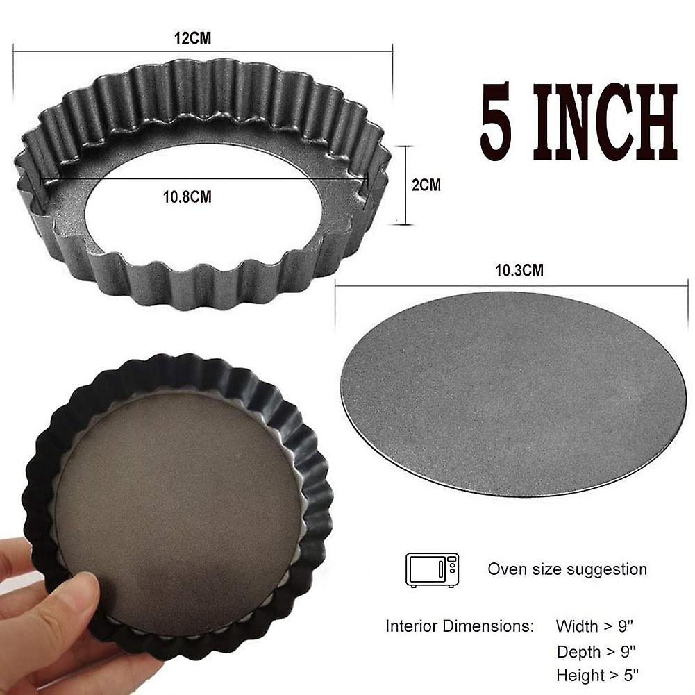 6 Pack 5 Inch Mini Tart Pans with Removable Bottom Round Nonstick ...