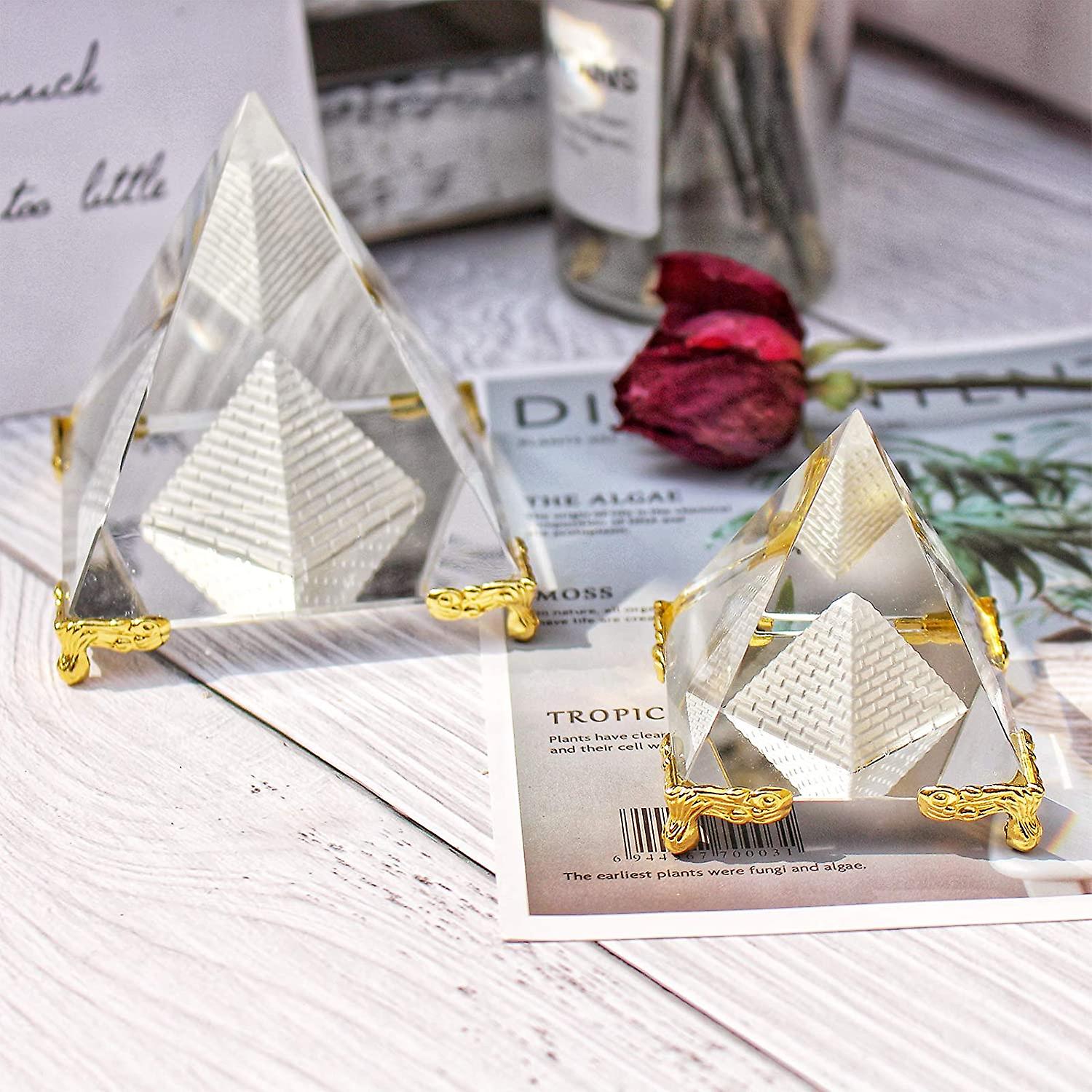 White Crystal Pyramid Ornament White Glass Acrylic Egyptian Pyramid ...