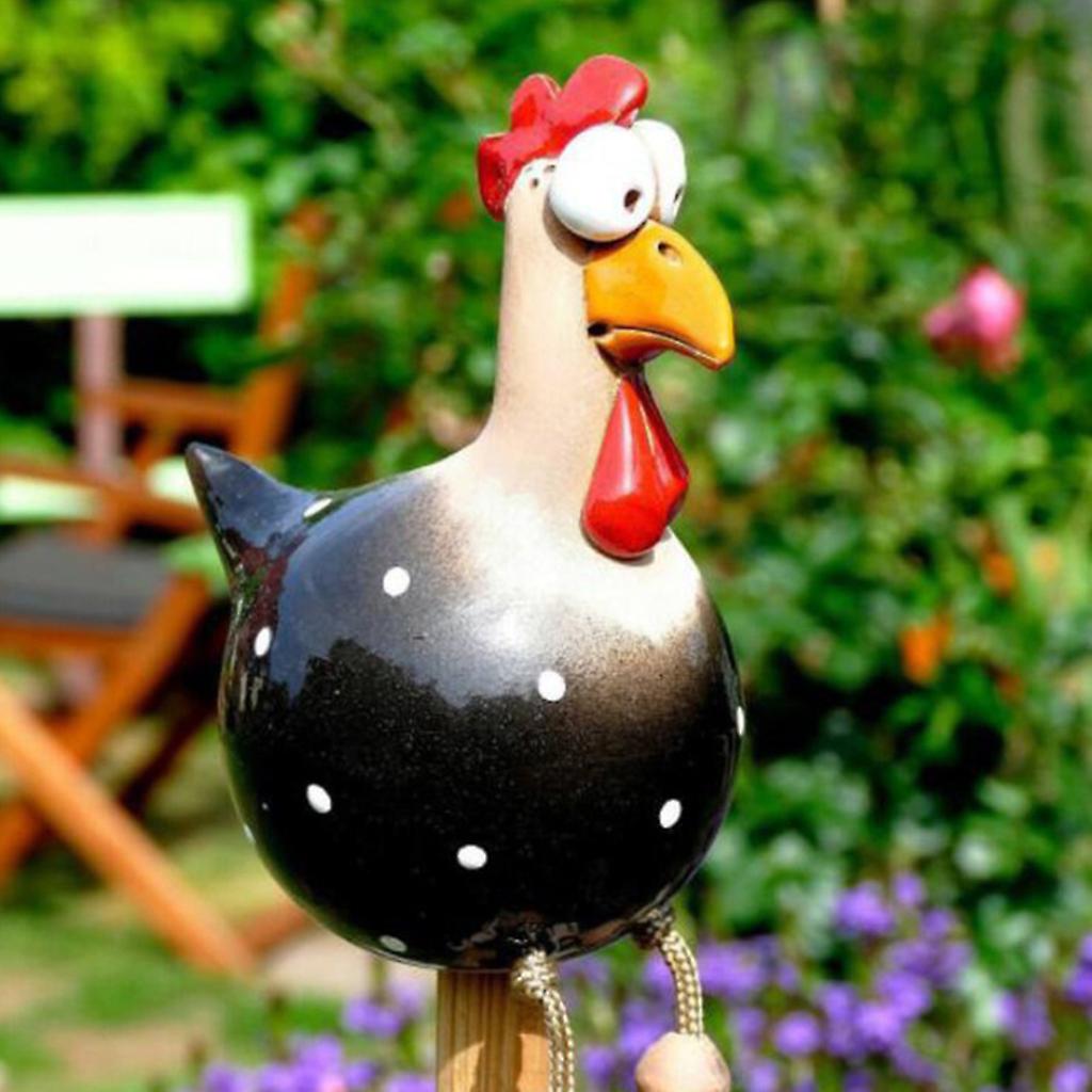 For Creative Funny Chicken Statues Resin Ornament Long Leg Hen Rooster Garden Stakes Animal ...