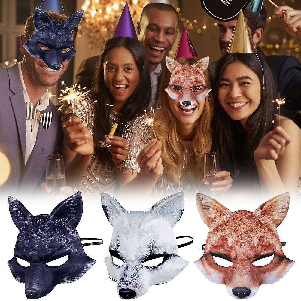 Halloween Fox Half Mask Cosplay Animal Face Mask Realistic EVA Party ...