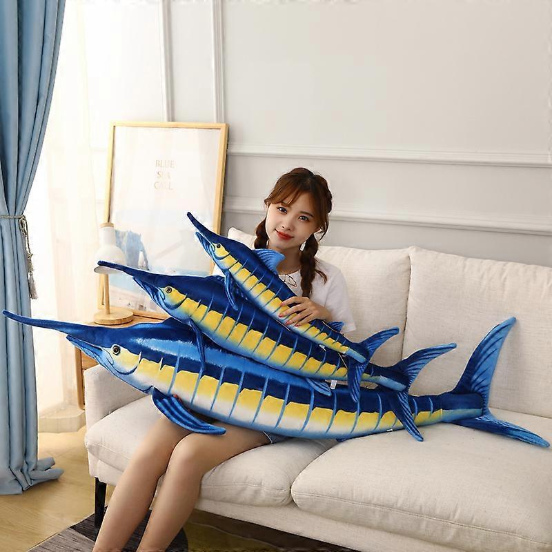 60/100/140cm Simulation Blue Marlin Plush Toy Lifelike Fish Organism ...