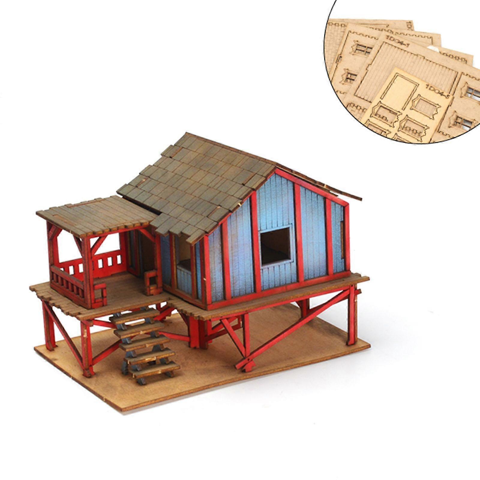 1/72 Models House Unpainted DIY Wooden House Assemble DIY Projects ...
