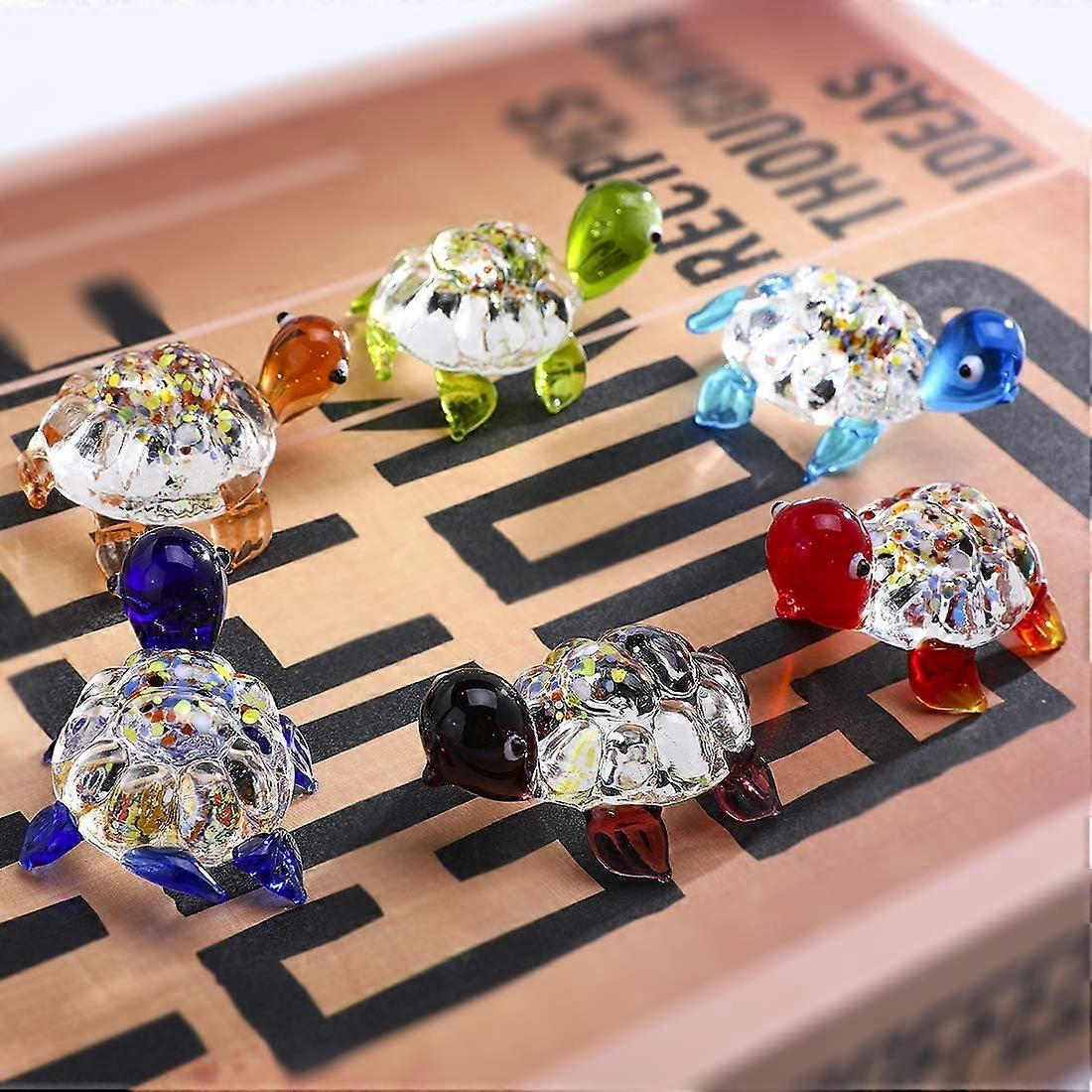 Glass Blown Turtle Figurines Crystal Home Decor Set of 6 Small Animal ...