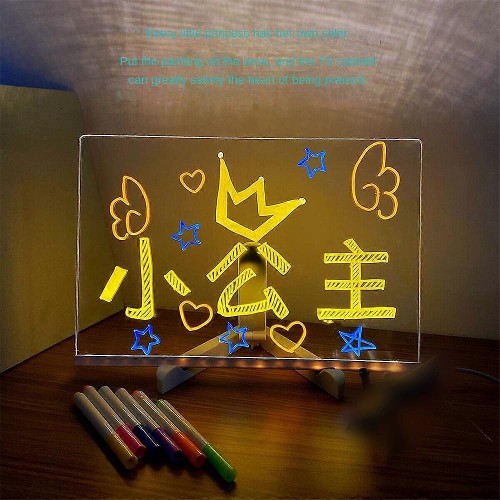 Led Note Board With 7 Colors Pen, Glowing Acrylic Dry Erase Board With ...