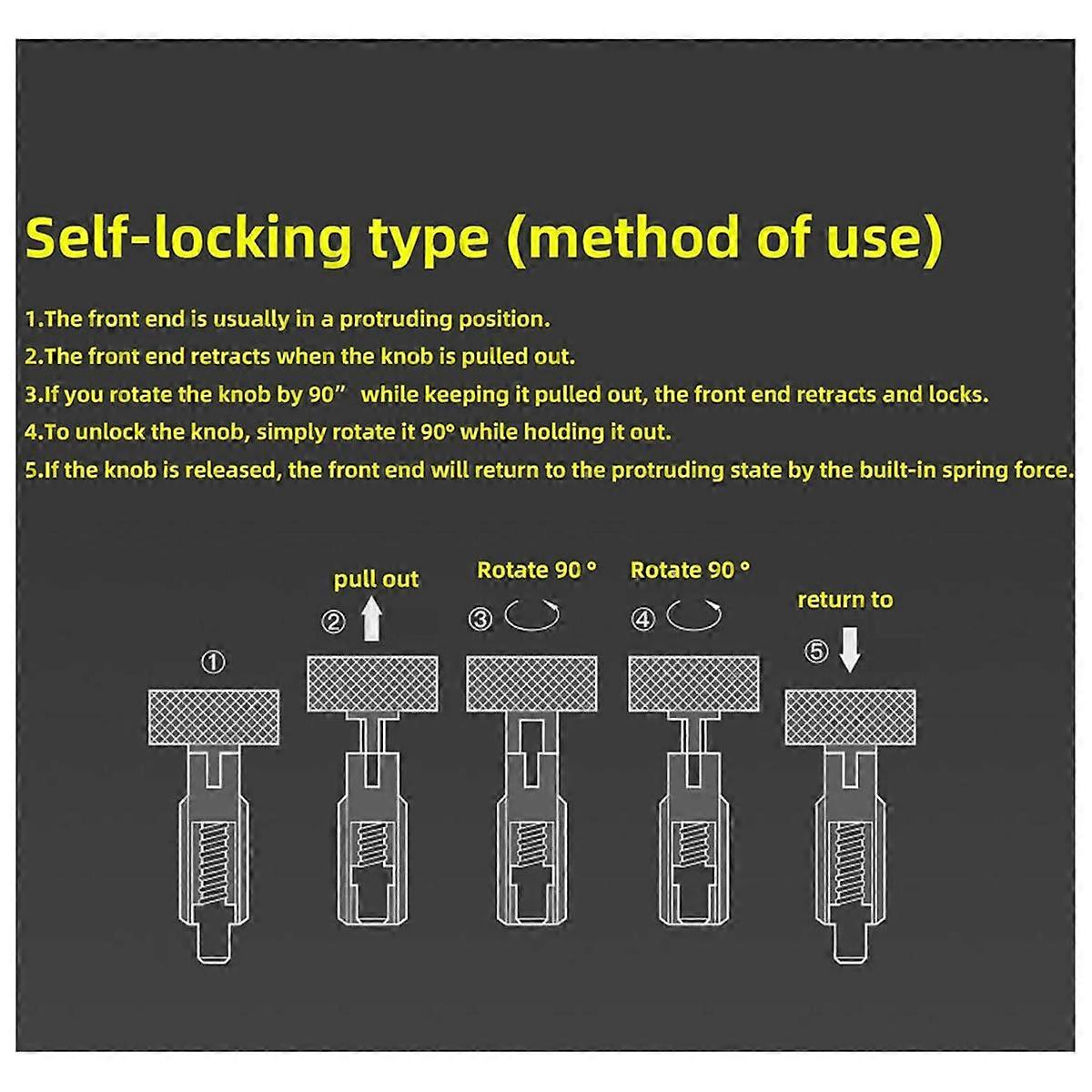 2Pcs Stainless Steel Hand Retractable Spring Plungers with Knurled ...