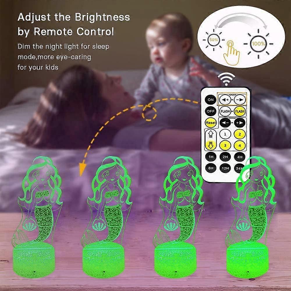 3D Mermaid Night Lights for Kids, Mermaid Toys for Girls, 7 Color ...