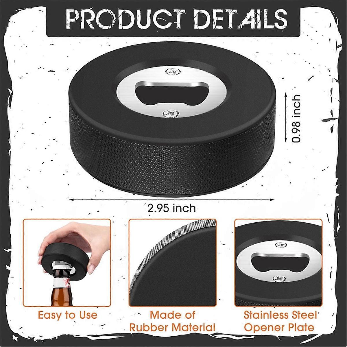 6 Pcs Ice Hockey Puck Bottle Openers Stainless Steel Beer Bottle ...
