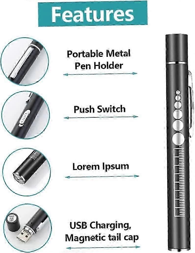 Pen Light Portable Dual Light Source LED Pen Torch Rechargeable ...
