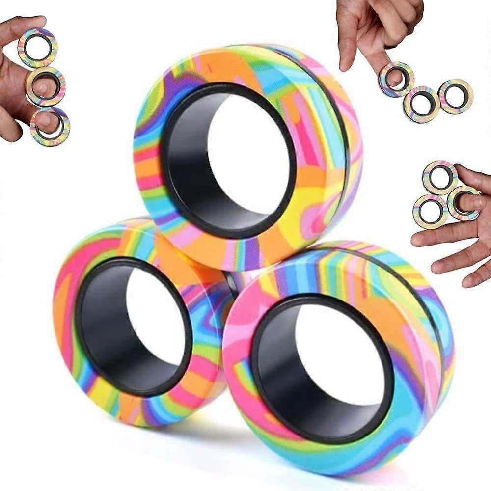 Magnetic Rings Fidget Toys, Anti-Stress Fidget Toys, ADHD Magic Finger ...