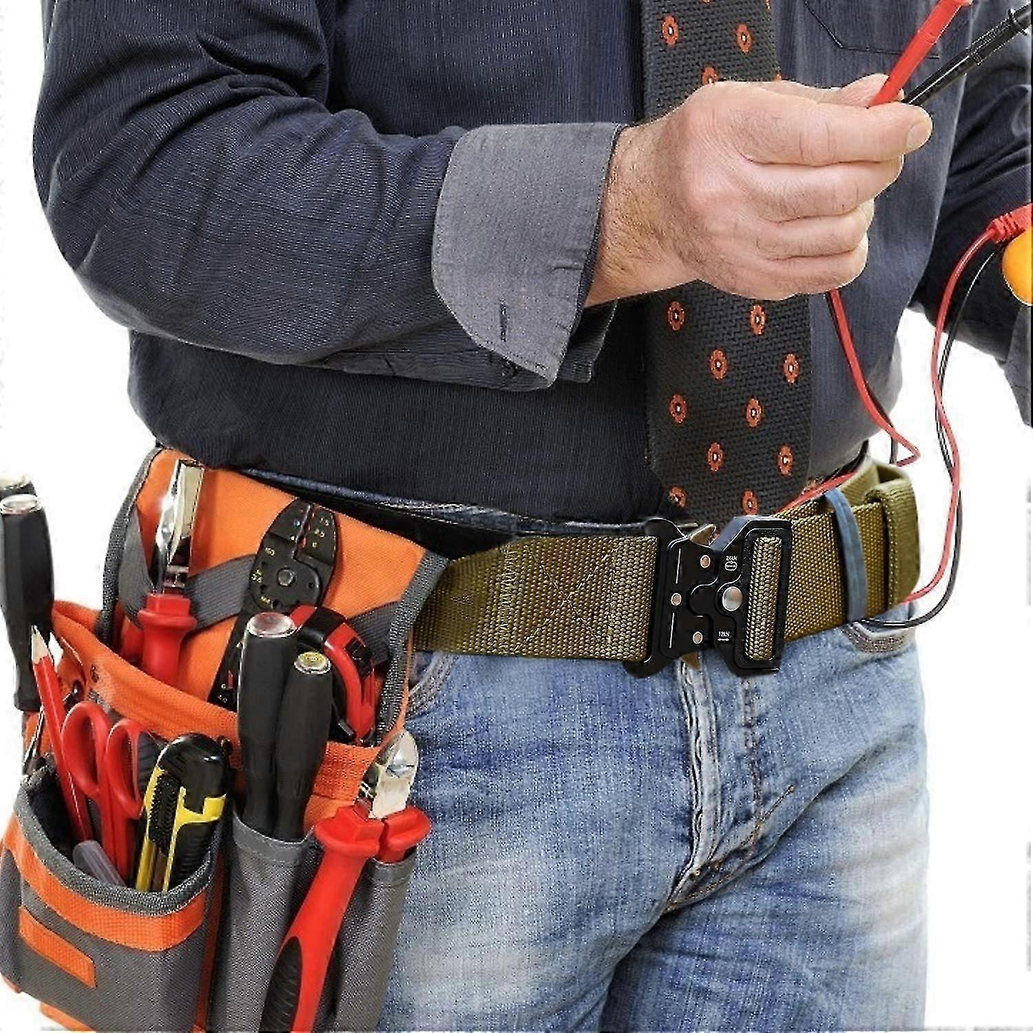 "Men's Tactical Belt, Black Utility Work Nylon Gun Belts for Men ...
