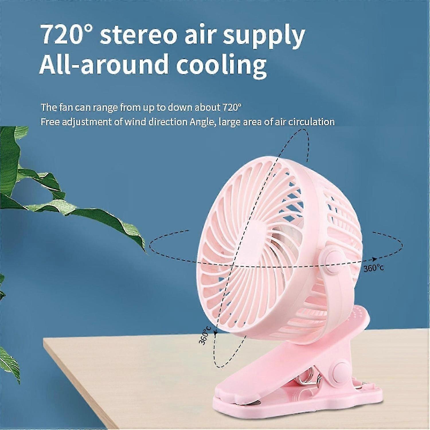 Clip fan 6 inch small fan 3 speed with powerful USB mini silent clip ...