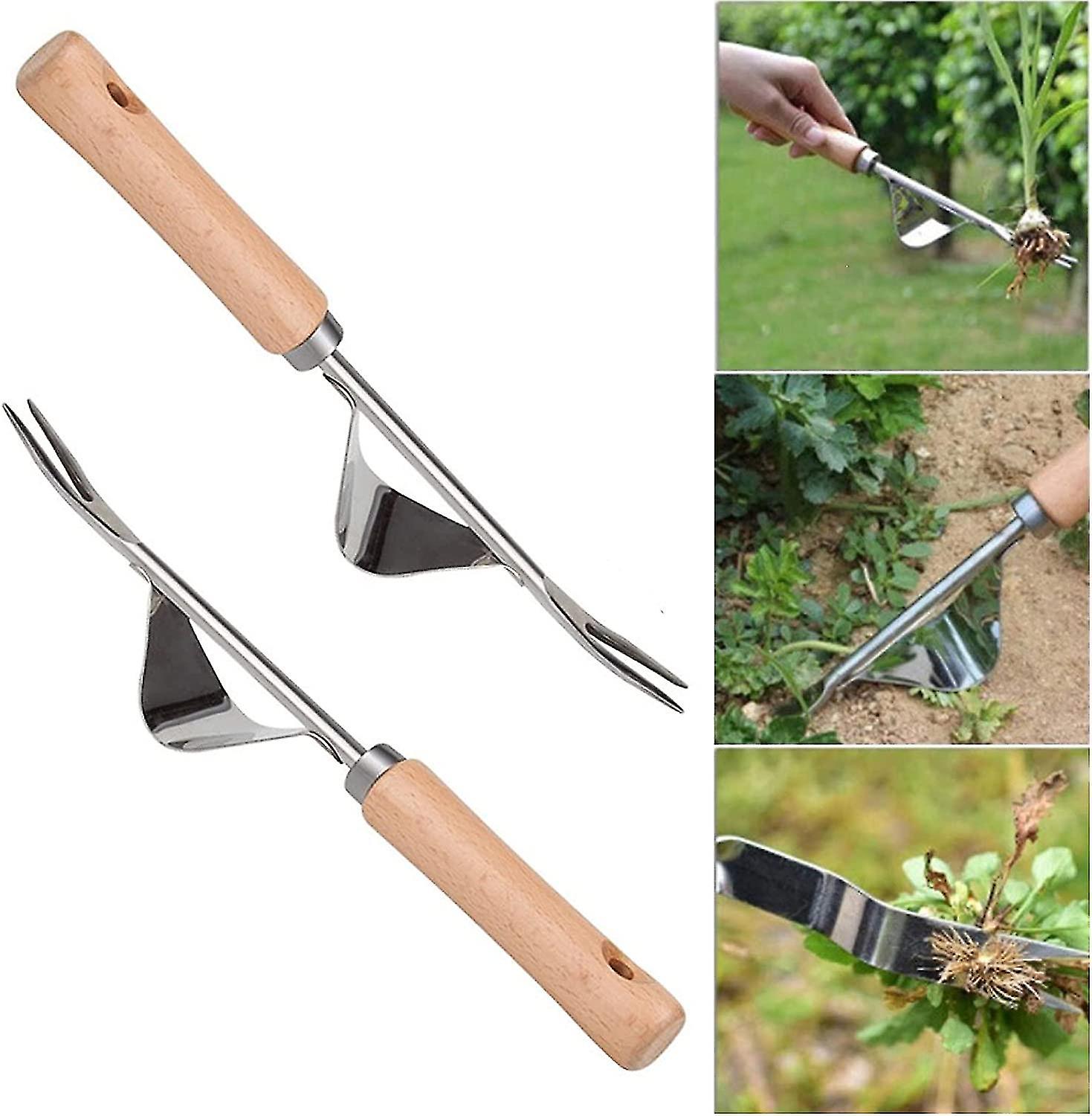 2 Pcs Wooden Handle Weeding Tool Garden Weeding Tool With Wooden Handle ...