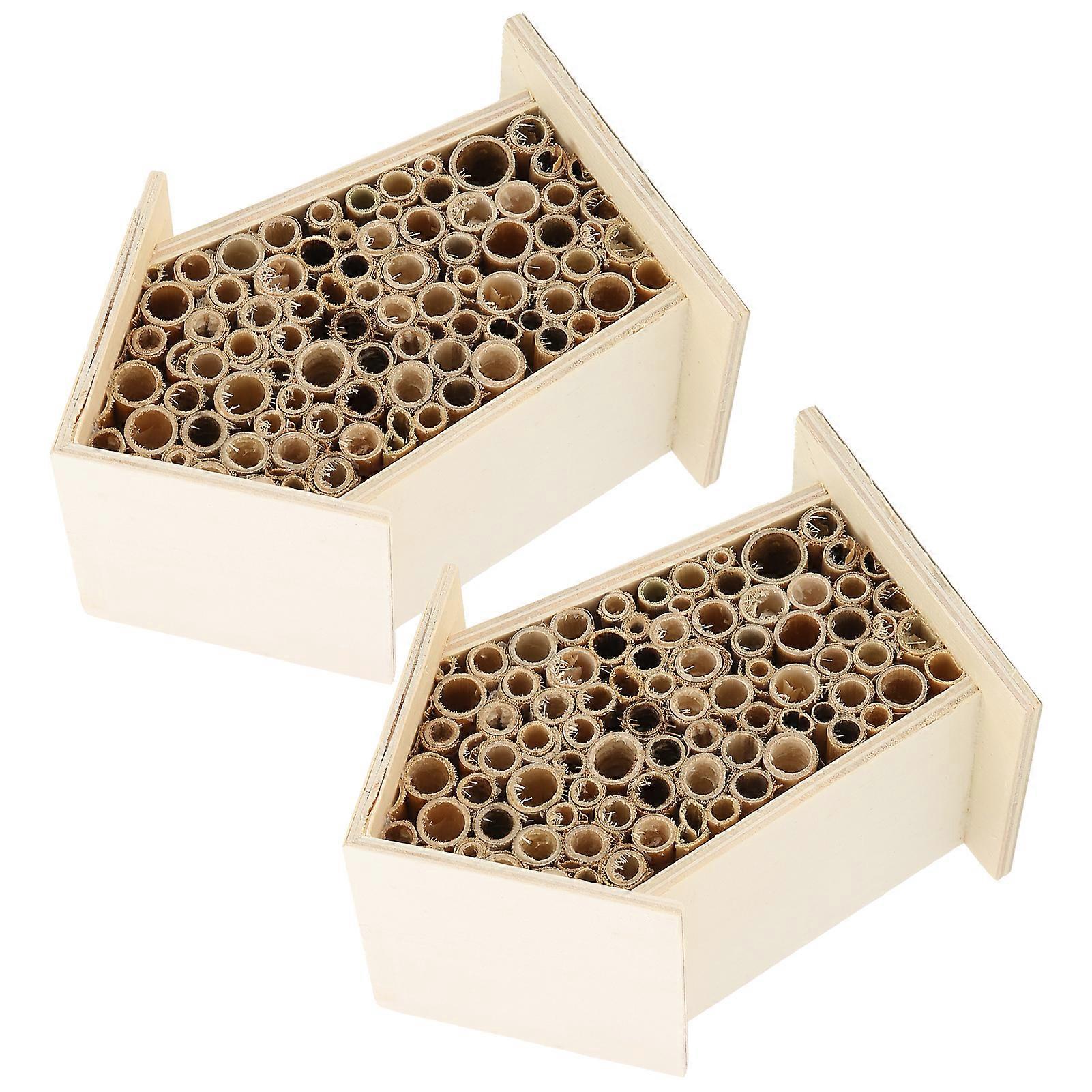 2PCS Wooden Bee House Wood Bee Room Hotel Shelter Nests Box for Garden ...