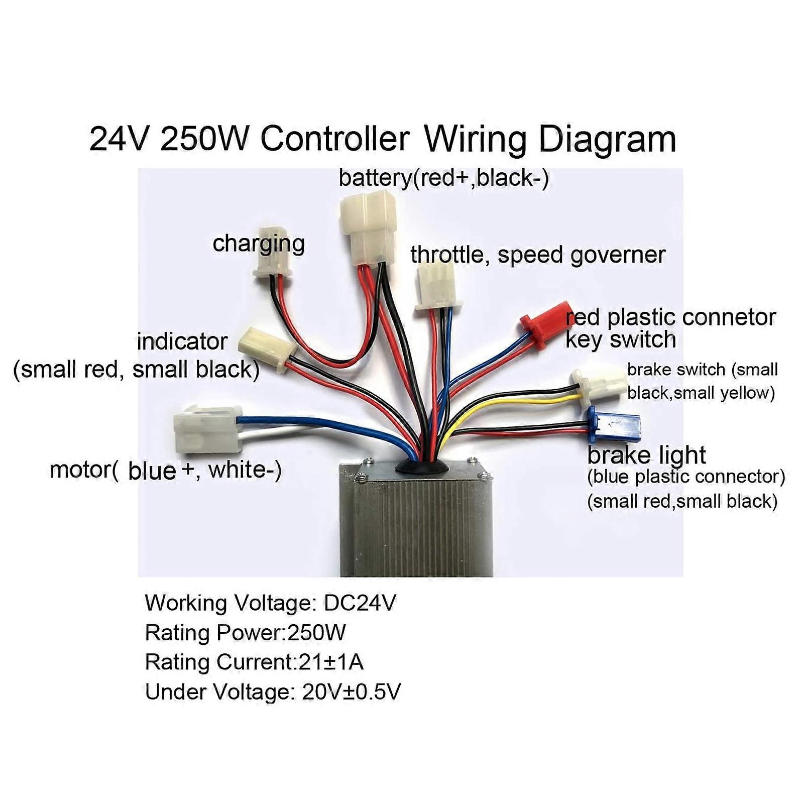24V 250W Brushed Motor Speed Controller Throttle Grip Power Lock Kit ...
