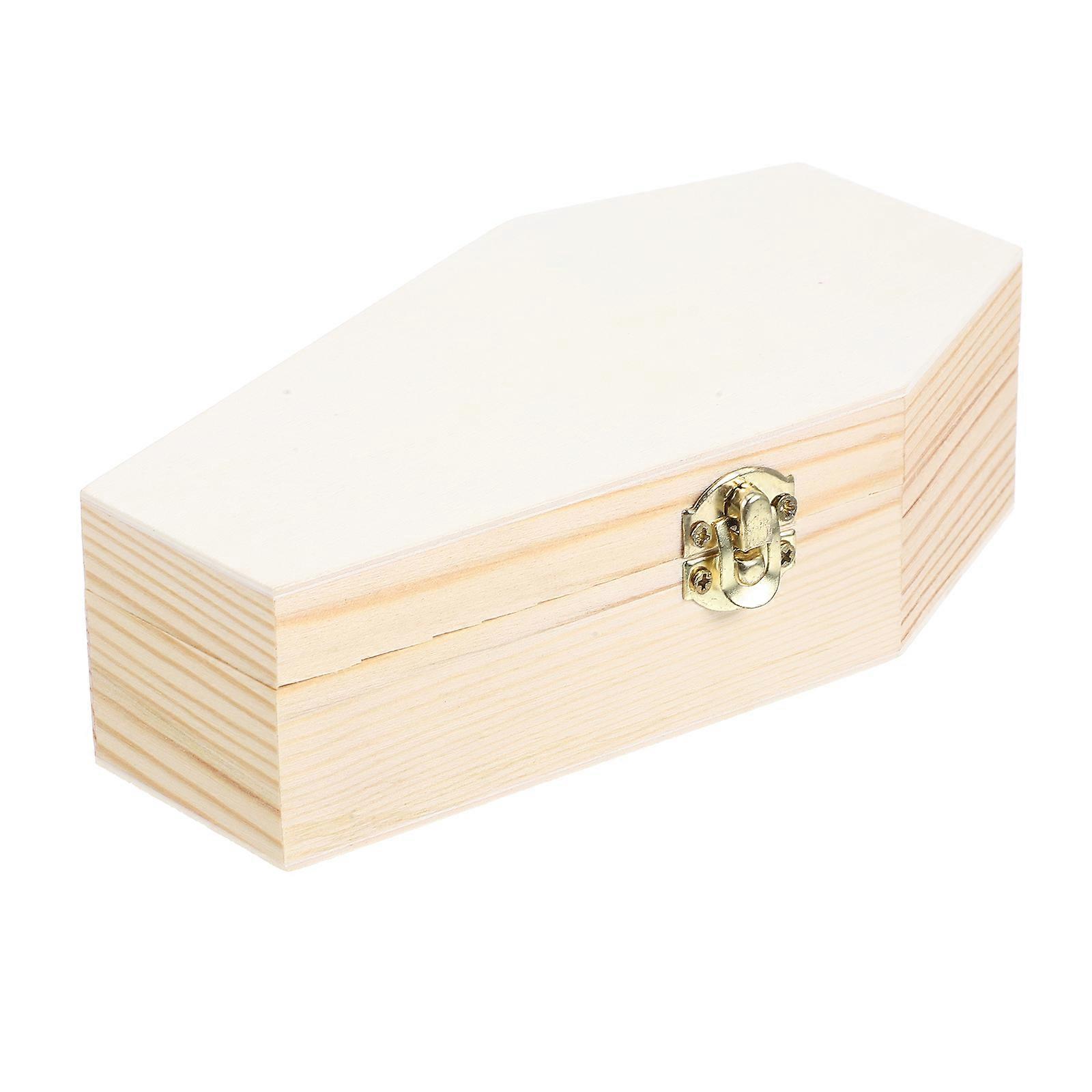 Small Coffin Box Jewelry Storage Case Unpainted Halloween Coffin Shape ...